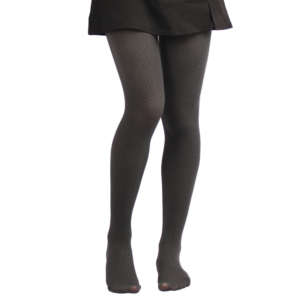 GRABLOOM Women 200D Medium Thick Tights Small Grid Jacquard Pantyhose ...