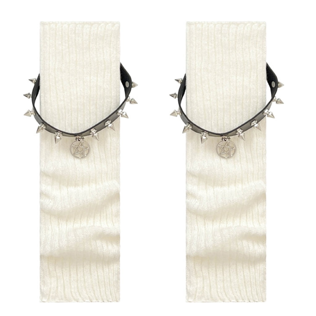 GRABLOOM Women Harajuku Gothic Leg Warmers Ribbed Knit Boot Toppers ...