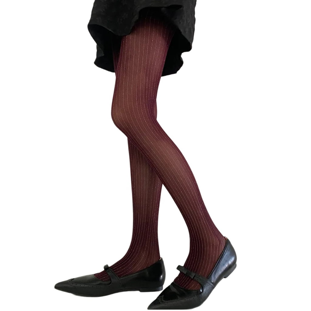 GRABLOOM Women Shimmering Striped Semi Sheer Tights Stockings Aesthetic ...