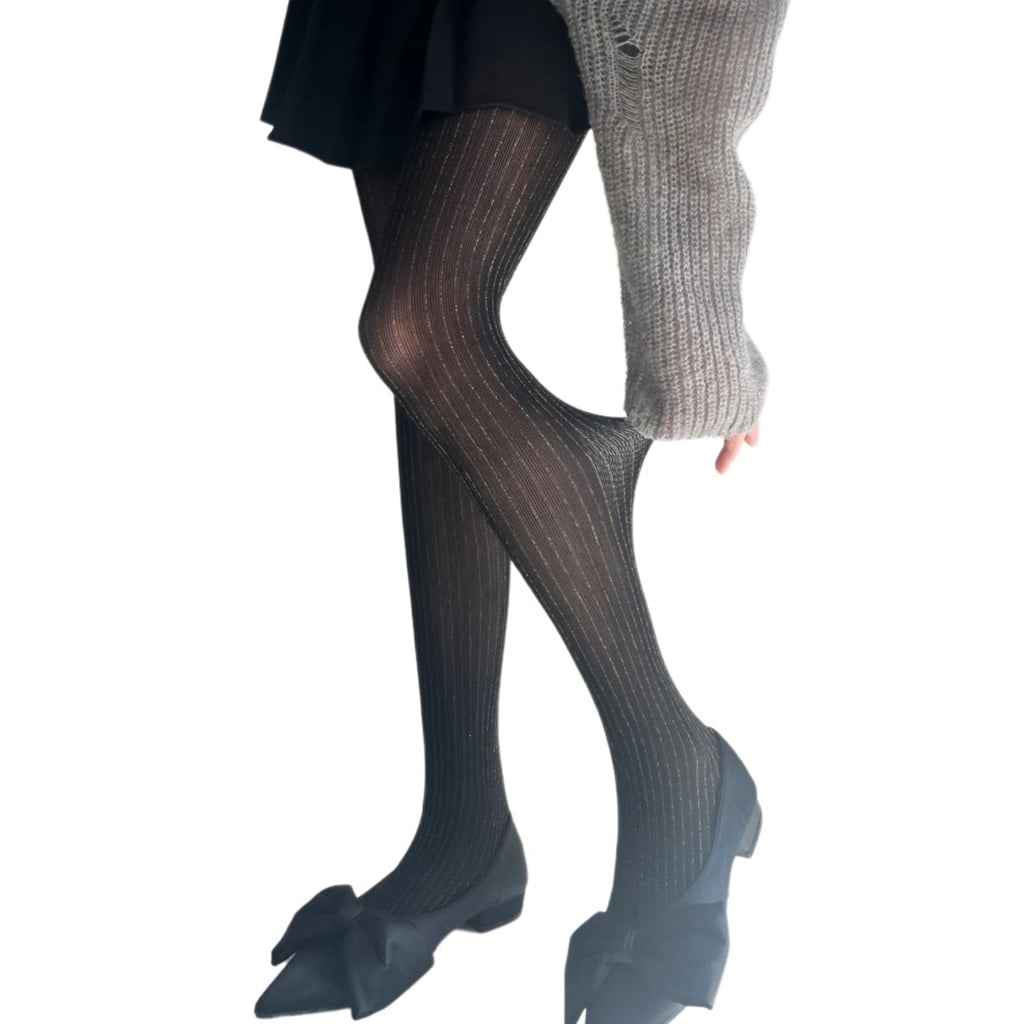 GRABLOOM Women Shimmering Striped Semi Sheer Tights Stockings Aesthetic ...