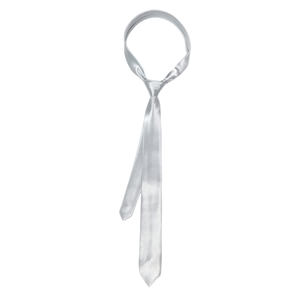 GRABLOOM Women Skinny Scarf Long Necktie Uniform Tie Skinny Tie Solid ...