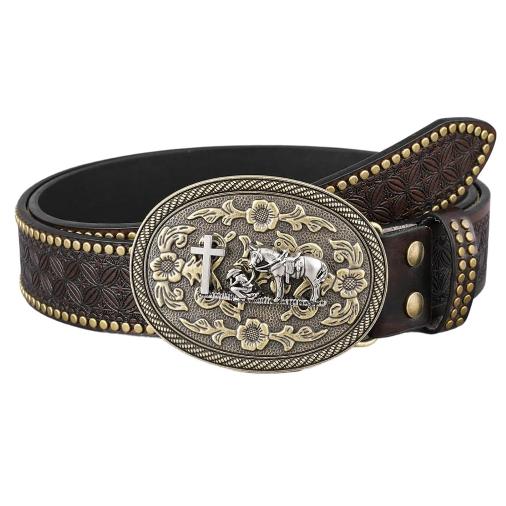 GRABLOOM Women Waist Belt Aesthetic Embossed Pattern Cowboy Belt Party ...