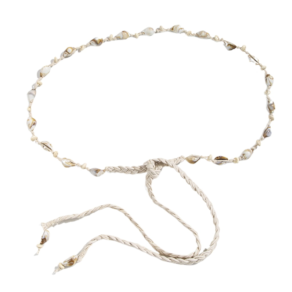 GRABLOOM Women Waist Belt Chain Tie Belt Shells Woven Seashells for ...