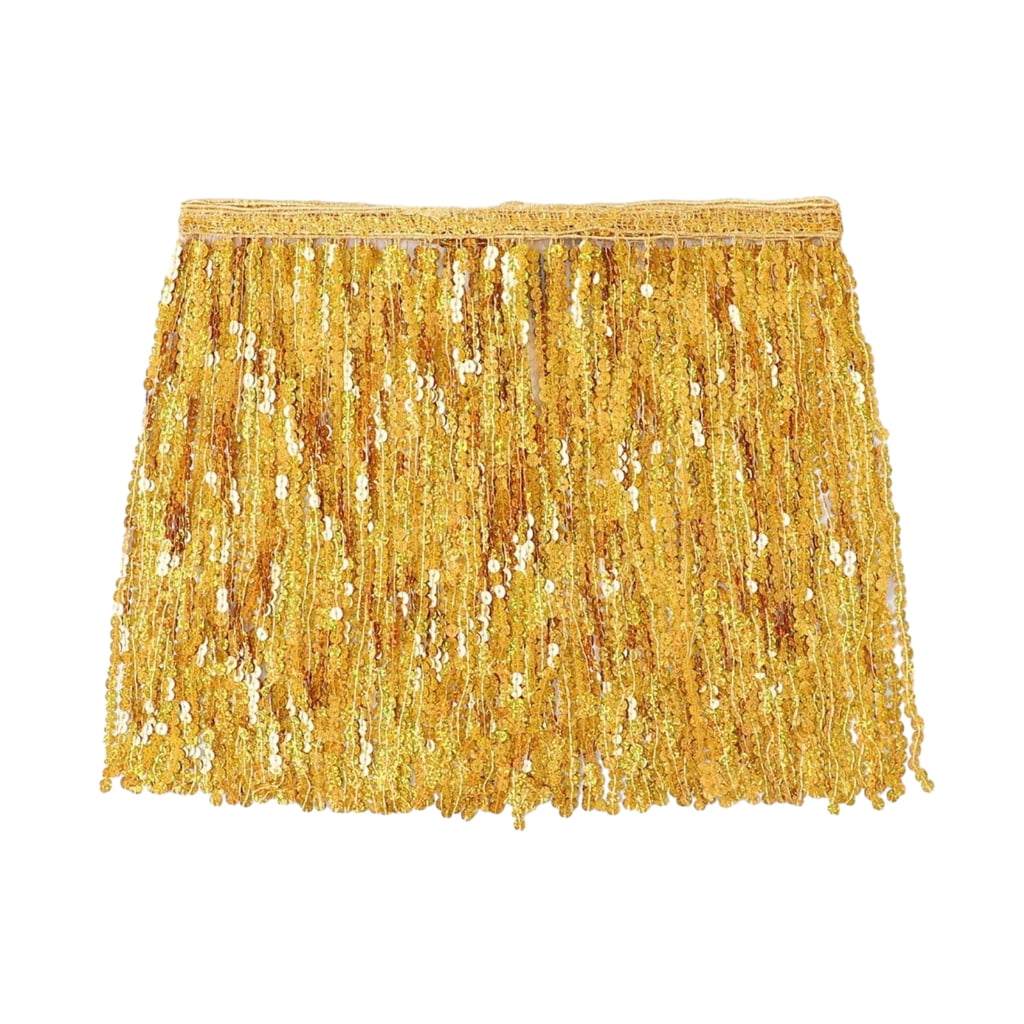 GRABLOOM Womens Belly Dance Skirt Glitter Sequins Tassels Fringe Hip Scarf Wrap Rave Mini Skirts ...