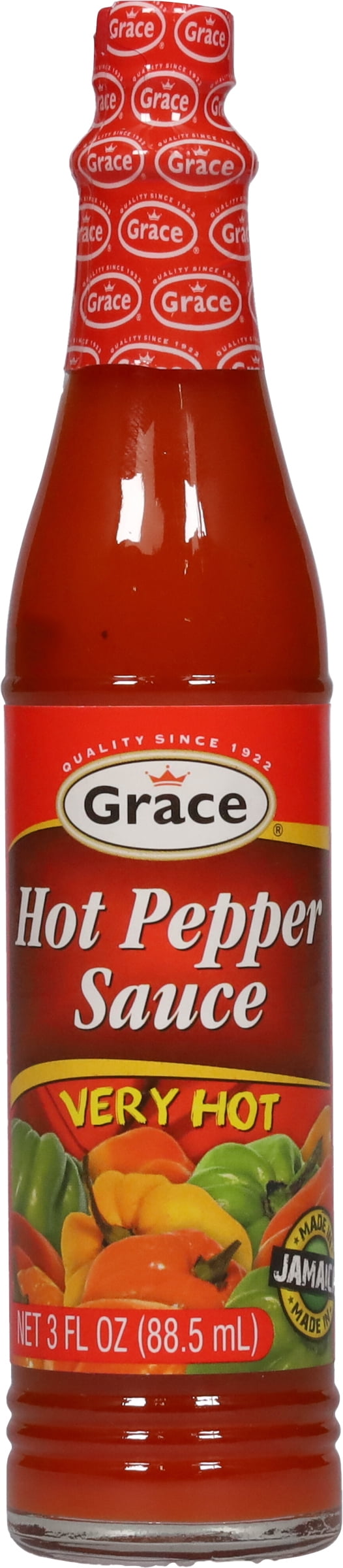 Grace Hot Pepper Sauce, Very Hot, 3oz, Pack of 24, Jamaican Spicy ...
