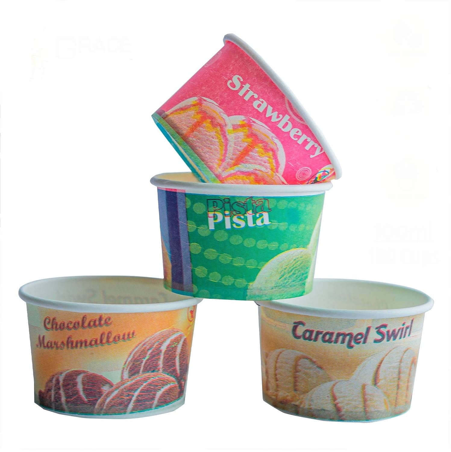 GRACE PAPER GLASS Paper Disposable BowlCups 100 ML for ICE Cream Rayta ...