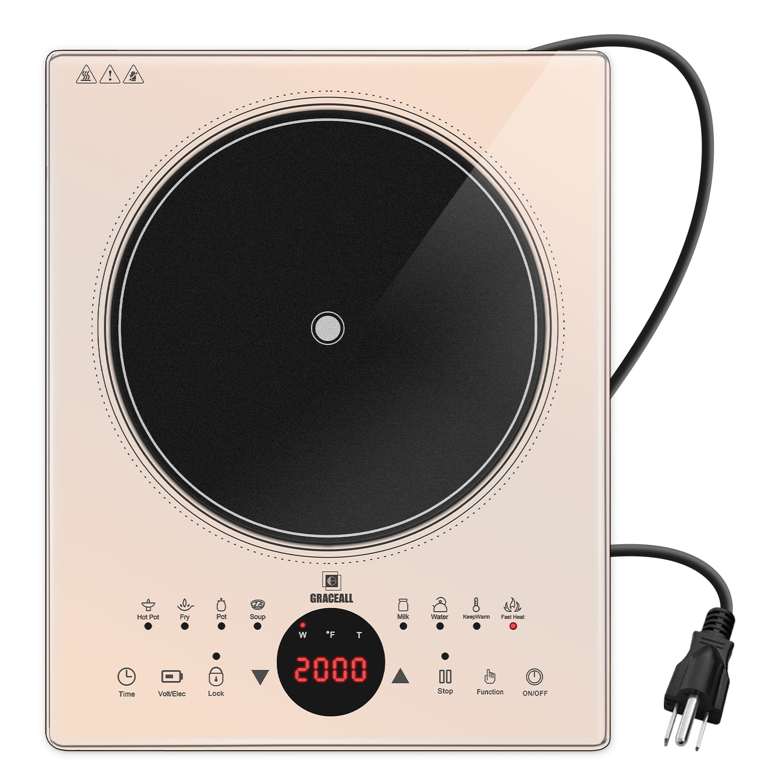 GRACEALL Single Burner Induction Cooktop, 2000W Portable Electric Stove ...