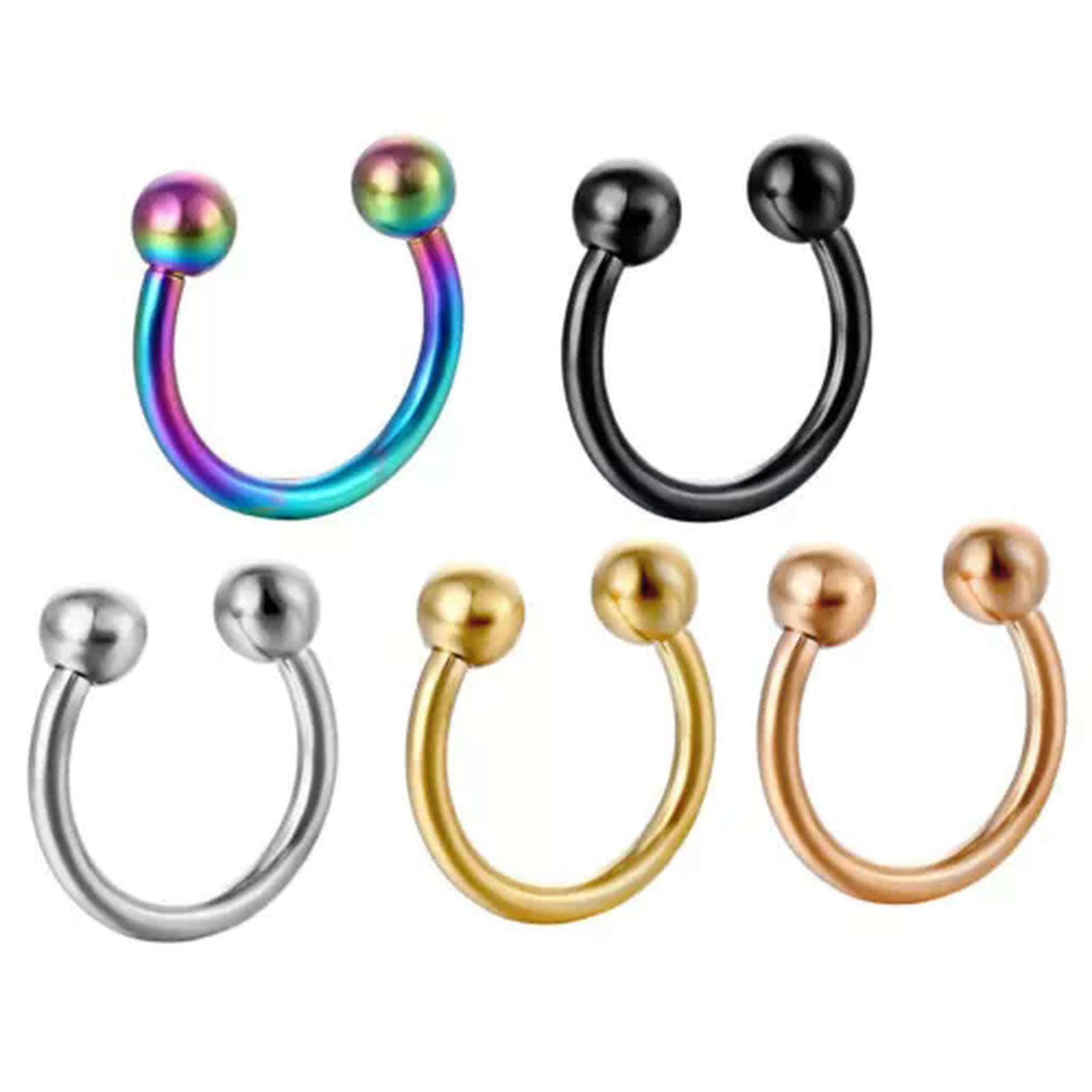 GRACEARA 10PCS/Lot Circular Curved Barbell Horseshoe Rings Septum Nose ...