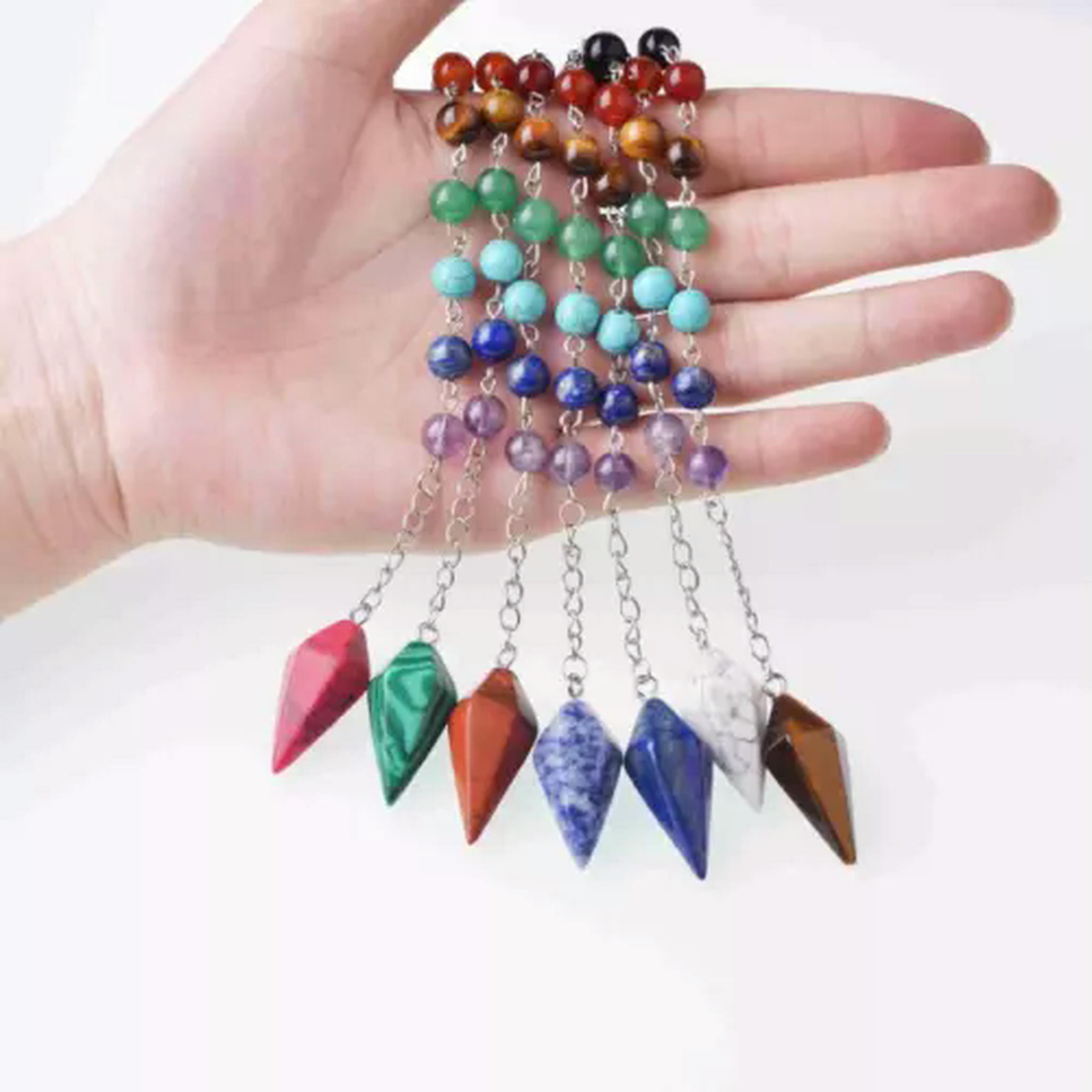 GRACEARA 10pcs Amethyst Crystal Pendulum Pyramid Gemstone Reiki Chakra Dowsing Pendant - Walmart.com