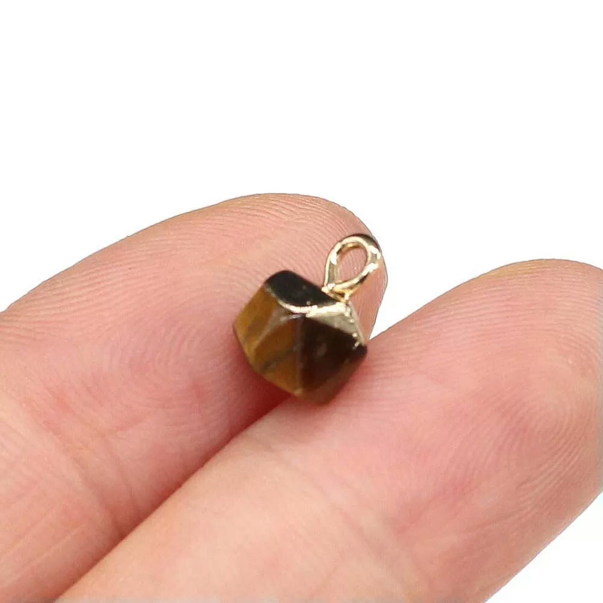 GRACEARA 20pcs 6mm Tiger Eye Stone Mini Polygon Pendant for Charms DIY ...