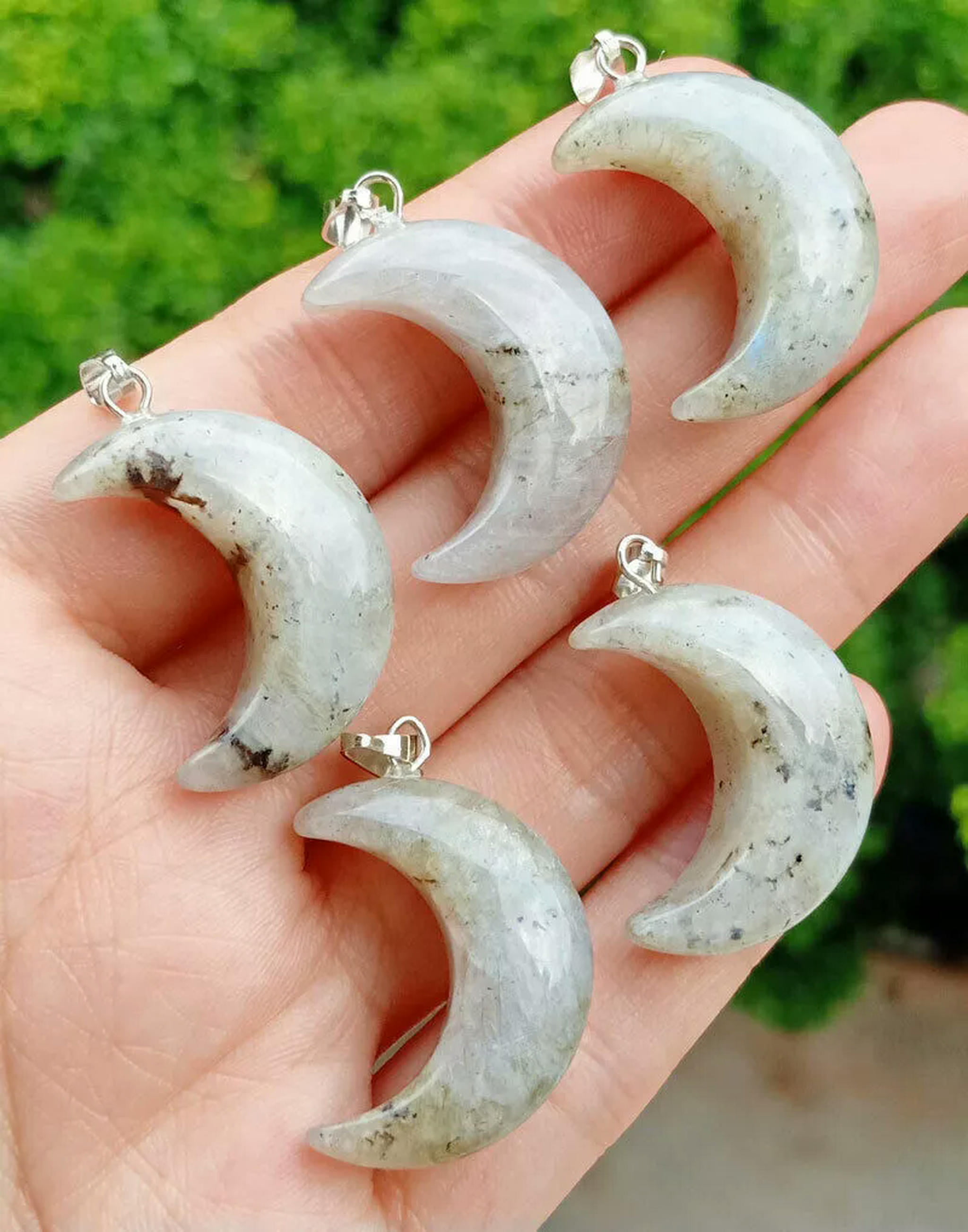 GRACEARA 5pcs Labradorite Gems stone Pendants Moon Chakra Reiki Healing ...