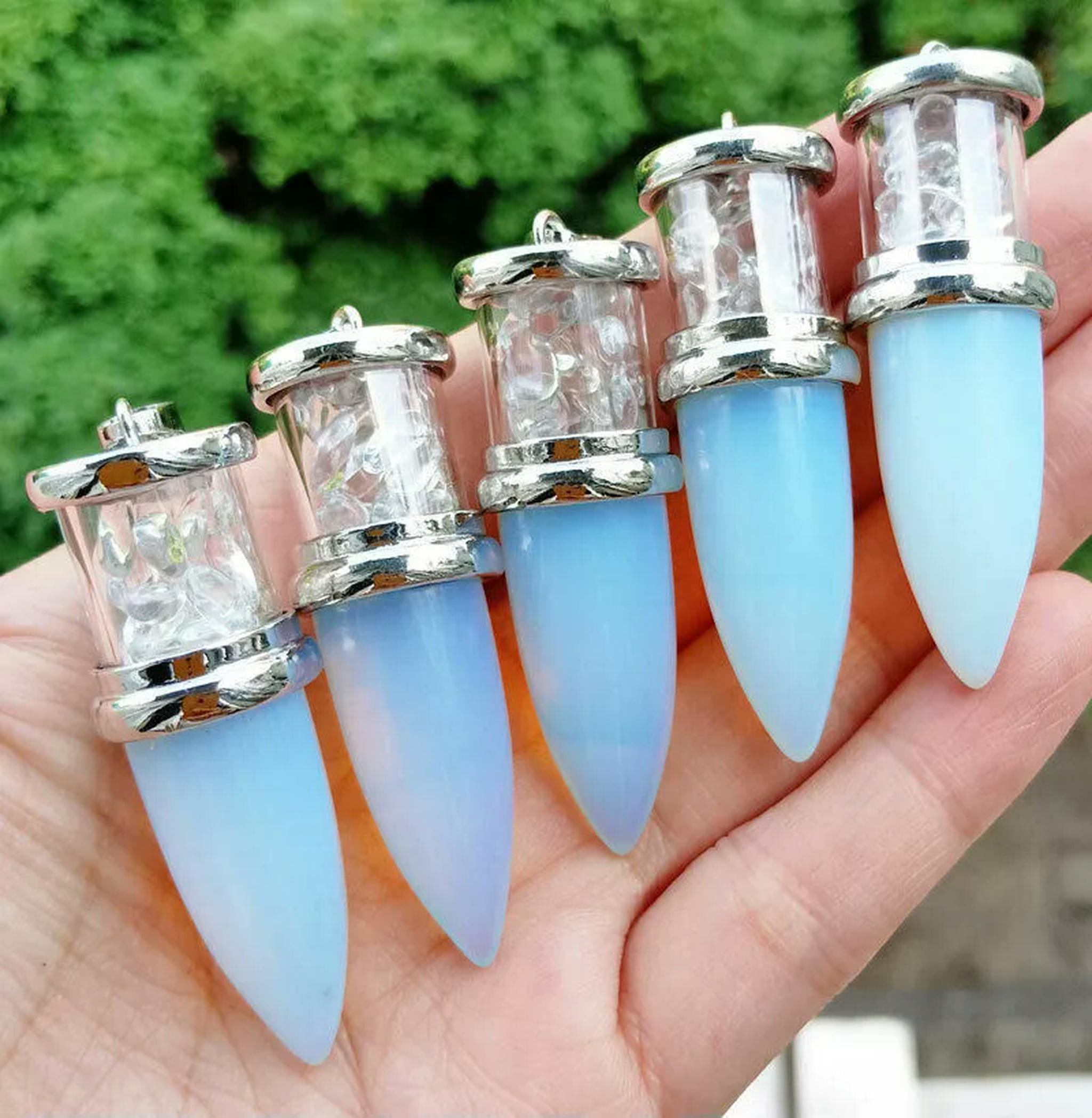 GRACEARA 5pcs Opal Gems Stone Bullet Pendants Energy Chakra Reiki ...