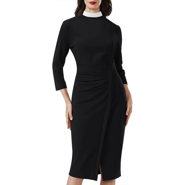 GRACEART Catholic Church Women Clergy Mass Dress Black Wrap Ruched ...