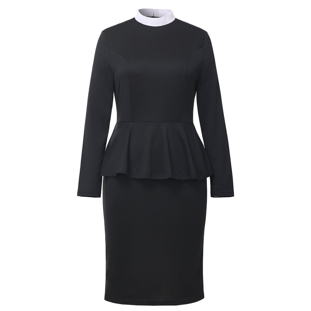 GRACEART Church Clergy Dress for Women Minister Long Sleeve Ruffle Slim ...