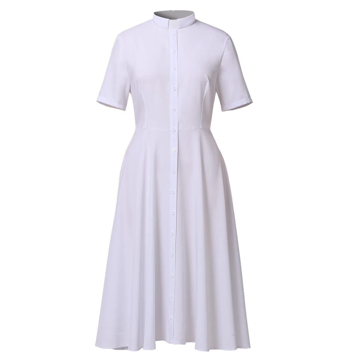 GRACEART Church Clergy Dress for Women Short Sleeve Rows Buttons A Line ...