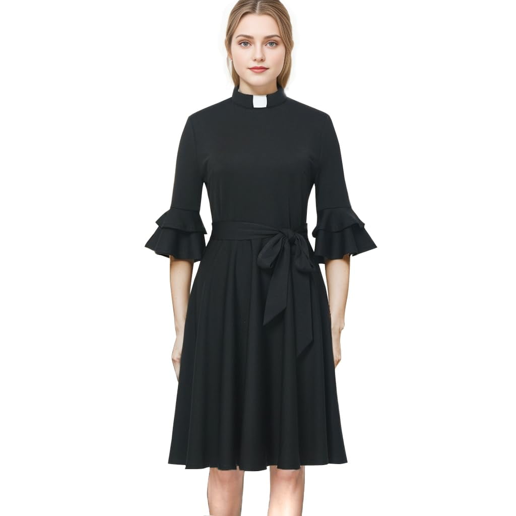 GRACEART Church Priest Clergy Dress for Women Tab Collar Double Layer ...