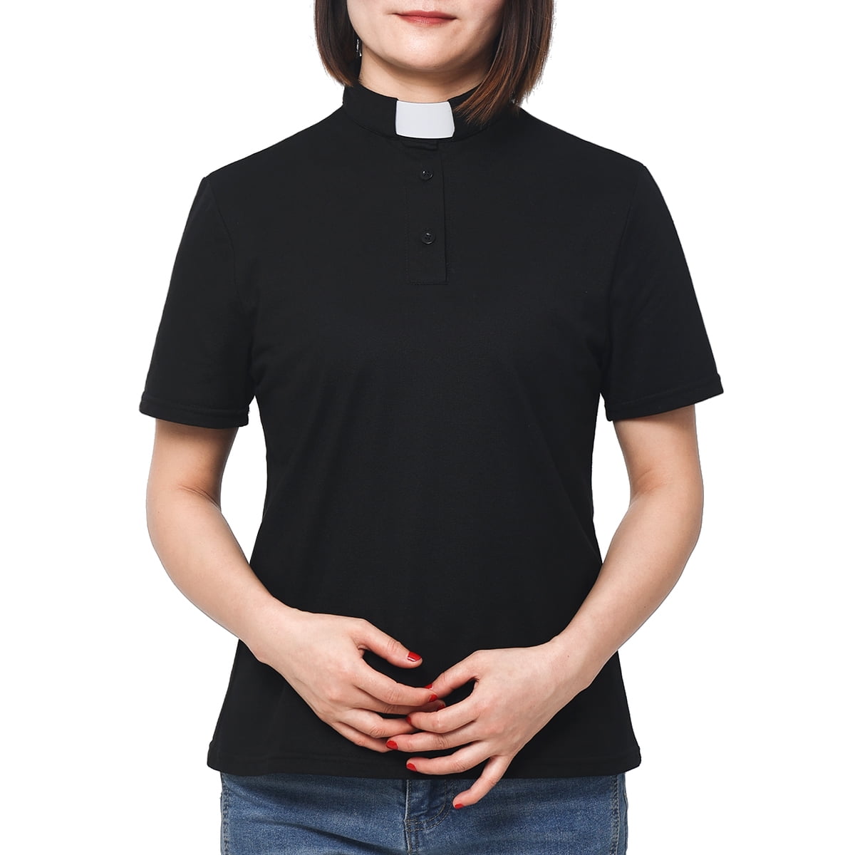 GRACEART Clergy Shirts for Women Pastor Full Collar Short Sleeve Polo ...