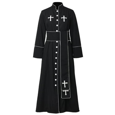 Frostluinai Clergy Robe for Women Long Sleeve Stand Collar Clergy ...
