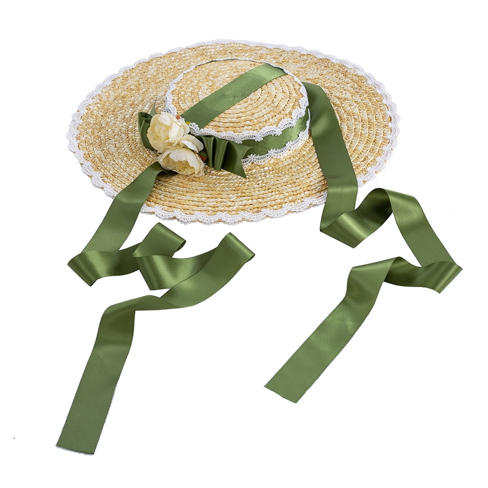 GRACEART Lolita Girls Ribbon Bowknot Straw Hat Womens Afternoon Tea ...