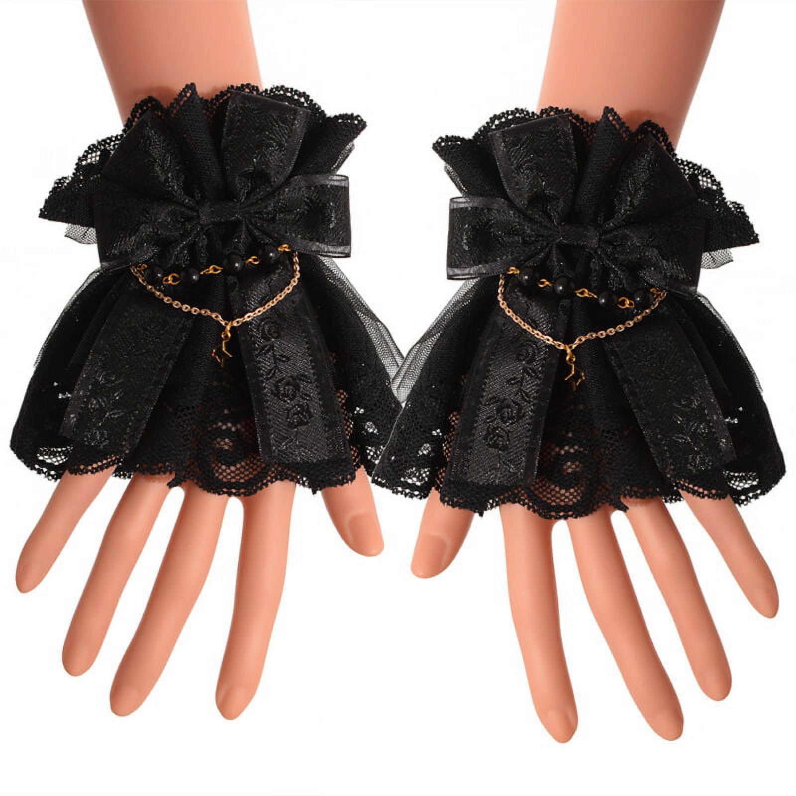 GRACEART Lolita Victorian Style Lace Cuffs Wrist Cuff with Tulle ...