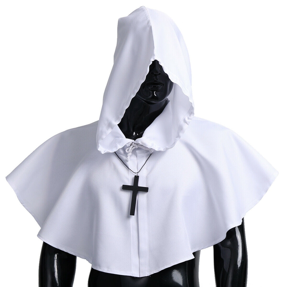 GRACEART Medieval Hooded Cowl Hat with Tail Necklace Cosplay Monk ...