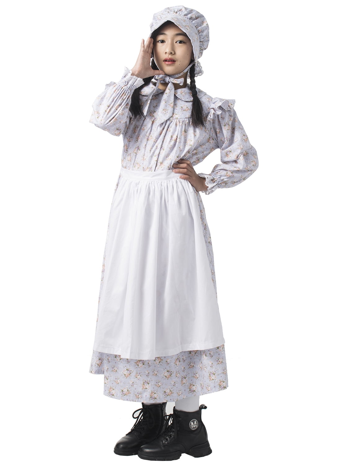 Graceart Pioneer Girl Costume Colonial Prairie Dress Grey