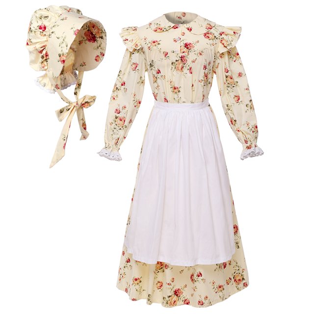 Graceart Pioneer Girl Costume Colonial Prairie Dress Yellow