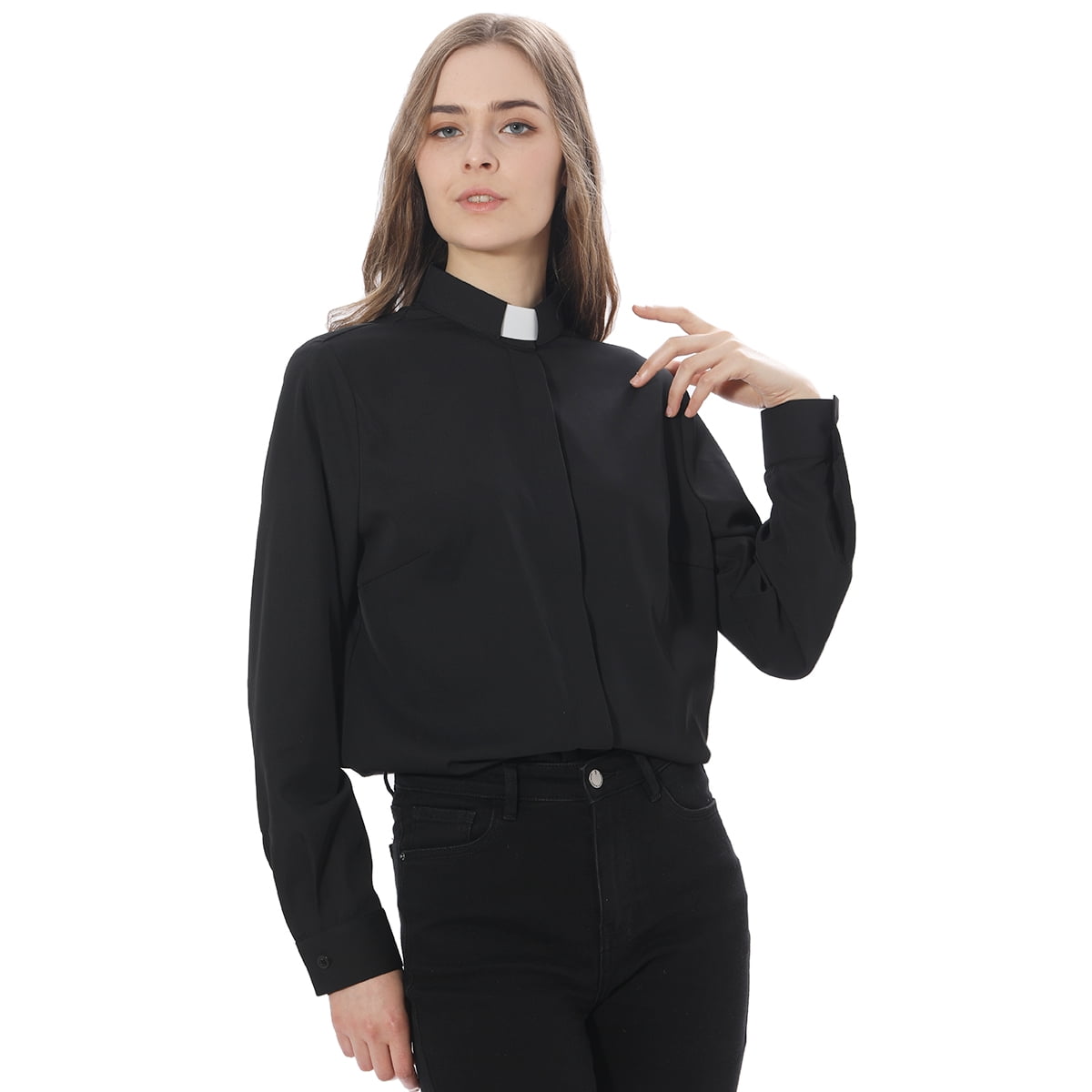 GRACEART Priest Clergy Shirt for Women Pastor Tab Collar Lady Invisible ...