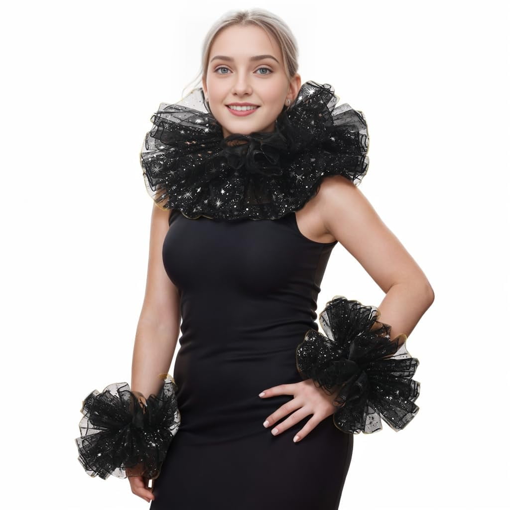 GRACEART Renaissance Victorian Ruffle Collar and Wrist Cuffs Set ...