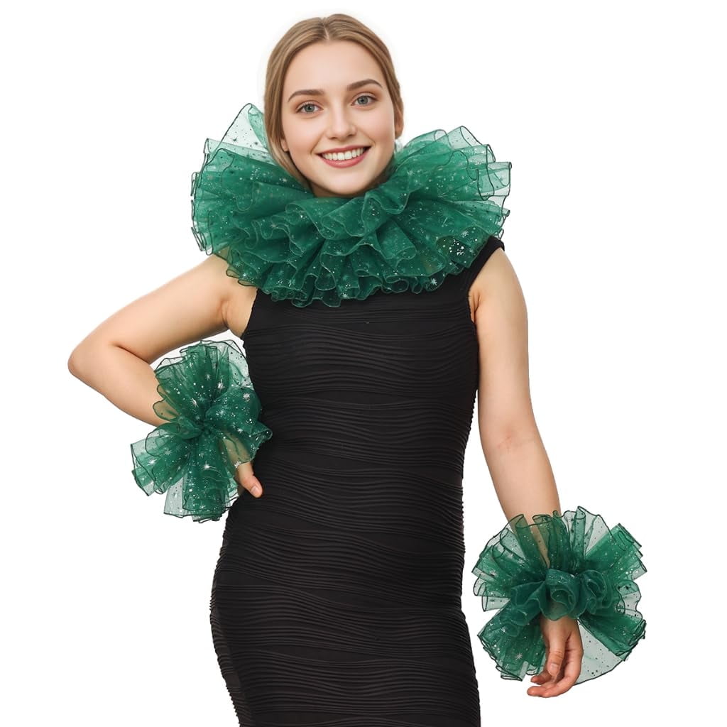 GRACEART Renaissance Victorian Ruffle Collar and Wrist Cuffs Set ...
