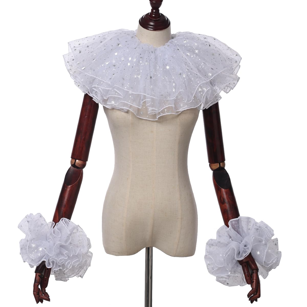 GRACEART Renaissance Victorian Ruffle Collar and Wrist Cuffs Set ...
