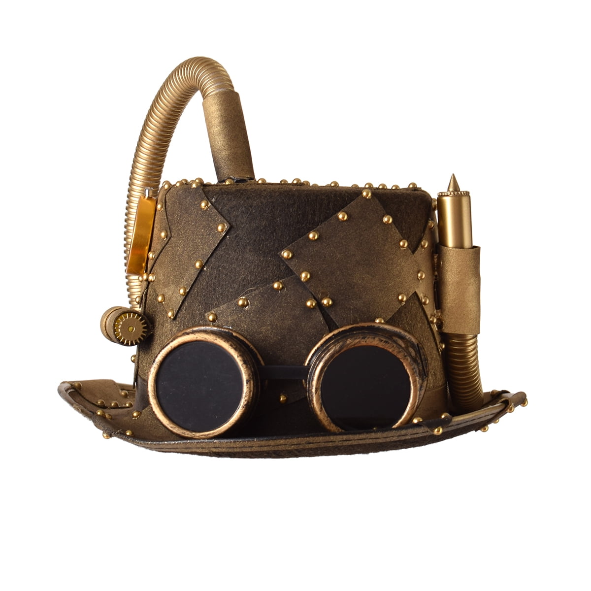 GRACEART Steampunk Goggles & Adult Top Hat Black Gold two Size Novelty ...