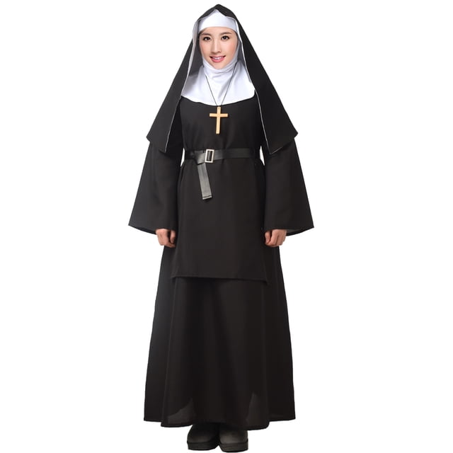 GRACEART The Nun Cosplay Costume Decent Medieval Robe with Headkerchief ...