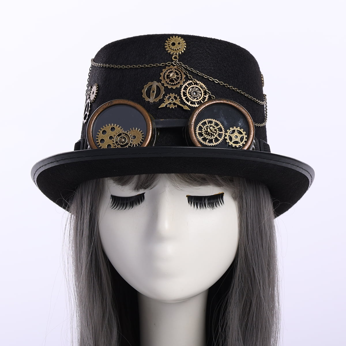 GRACEART Unisex Steampunk Top Hats with Goggle Gothic Punk Hallo Hat - Walmart.com