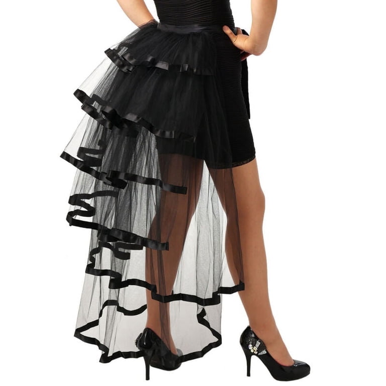 Steampunk Bustle Skirt Red Black Striped High Low Bustle Skirt