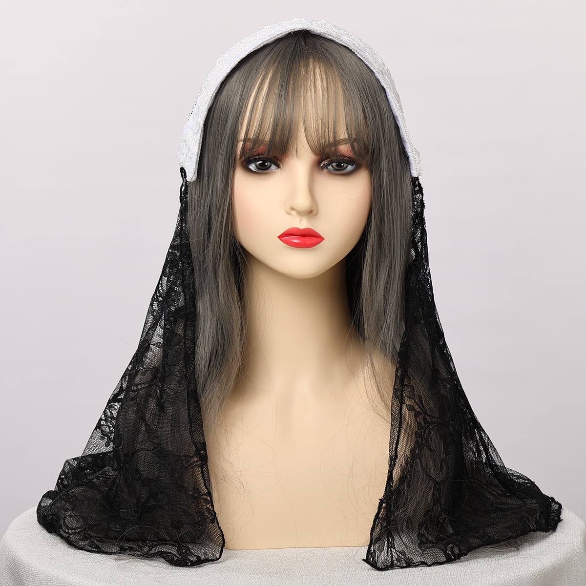 GRACEART Women Black Lace Veils Nun Style Head Covering Mantilla Church ...
