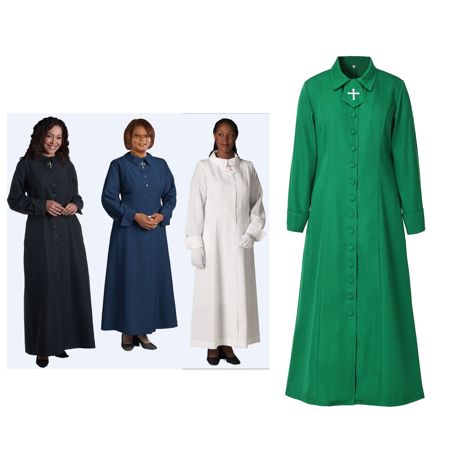 GRACEART Women Clergy Cassock Robe for Church Cross Pastor Robes Priest ...