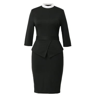 GRACEART Women Clergy Dress Ruched Dress Priest Clerical Mass Dress ...