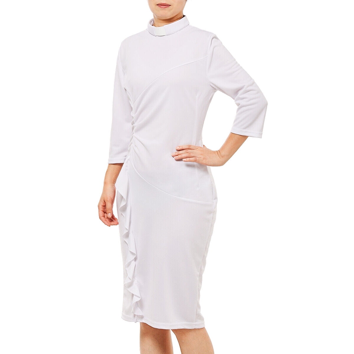 GRACEART Women Clergy Dress Ruched Dress Priest Clerical Mass Dress ...