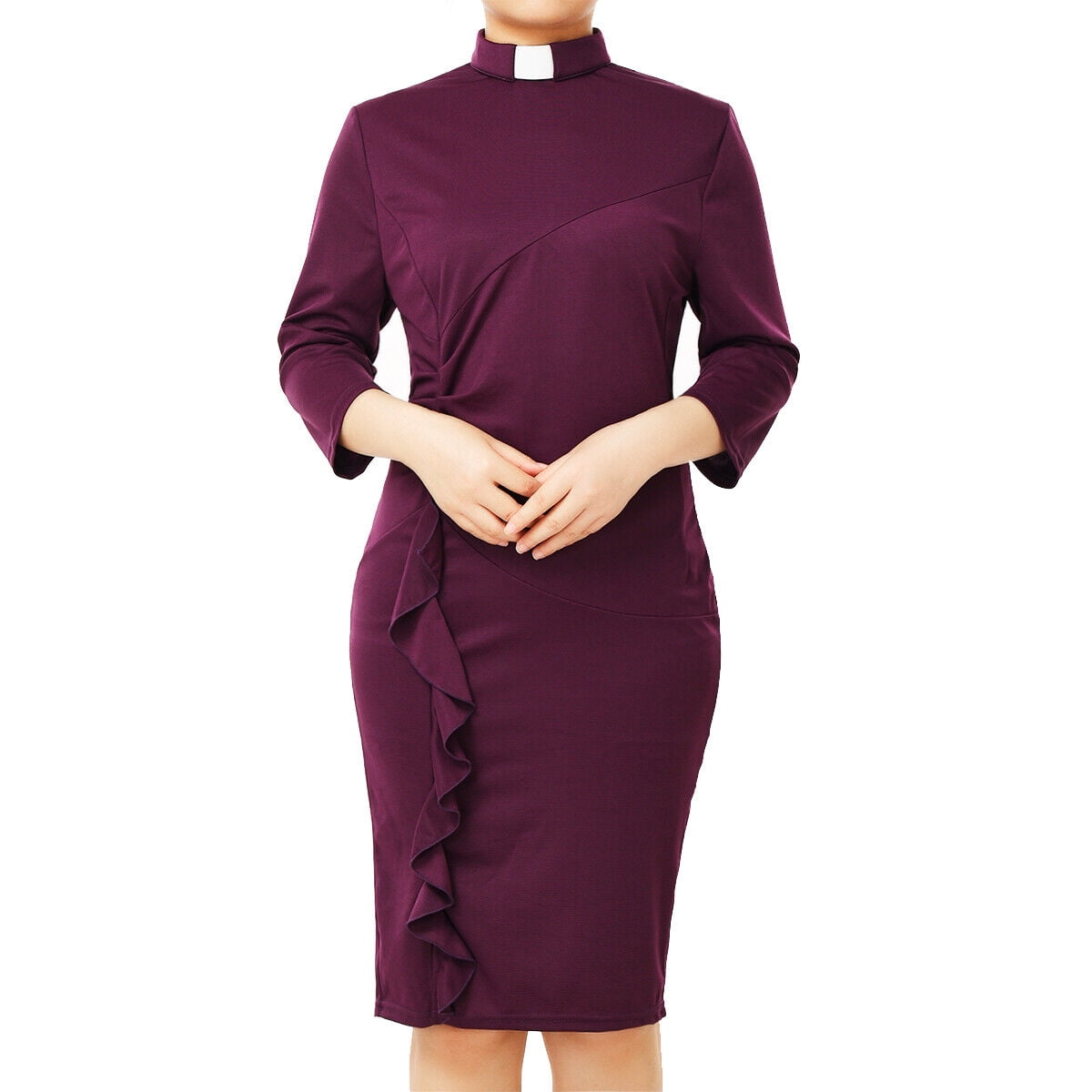 GRACEART Women Clergy Dress Ruched Dress Priest Clerical Mass Dress ...