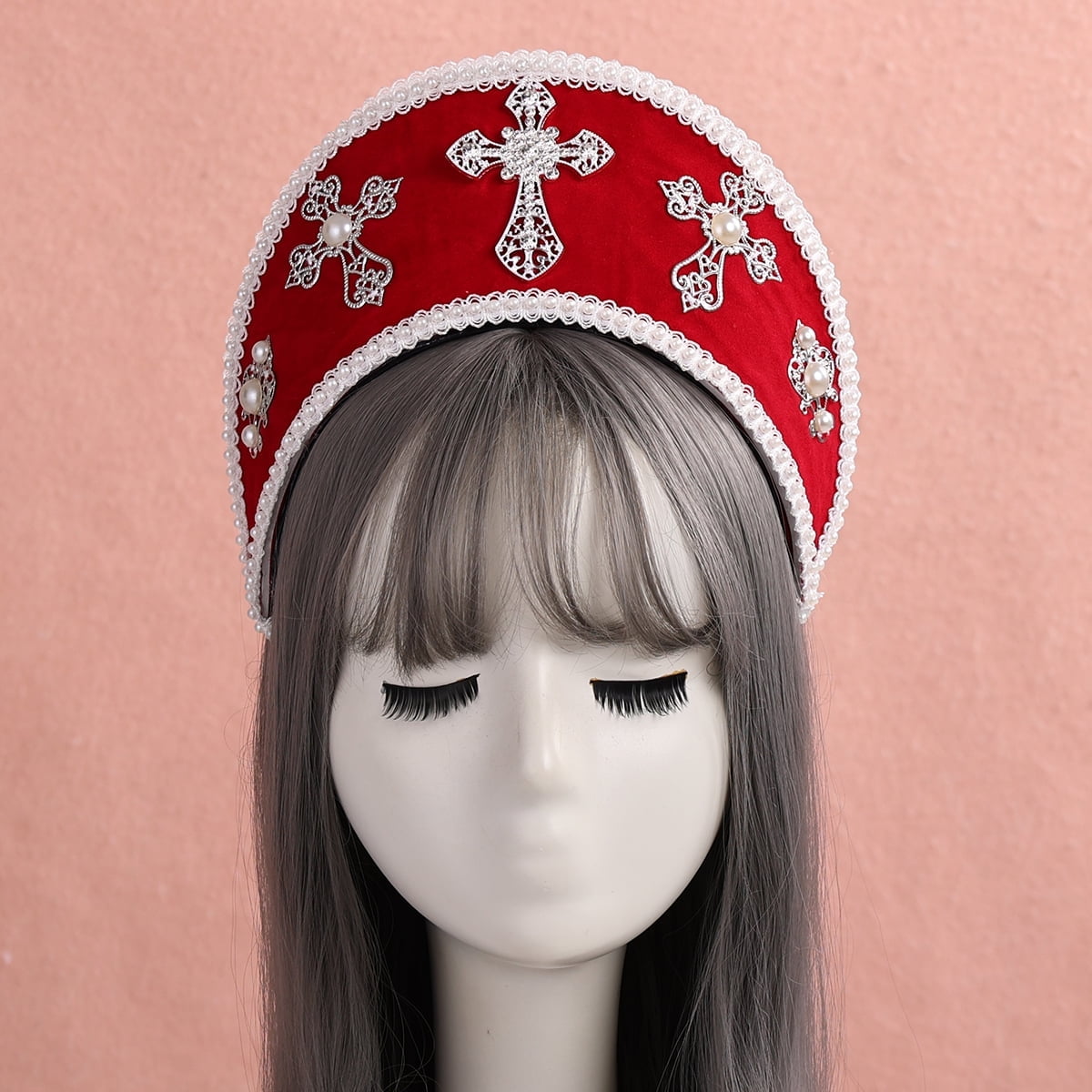 GRACEART Women Cross Tudor Renaissance Headpiece Royal French Hood ...