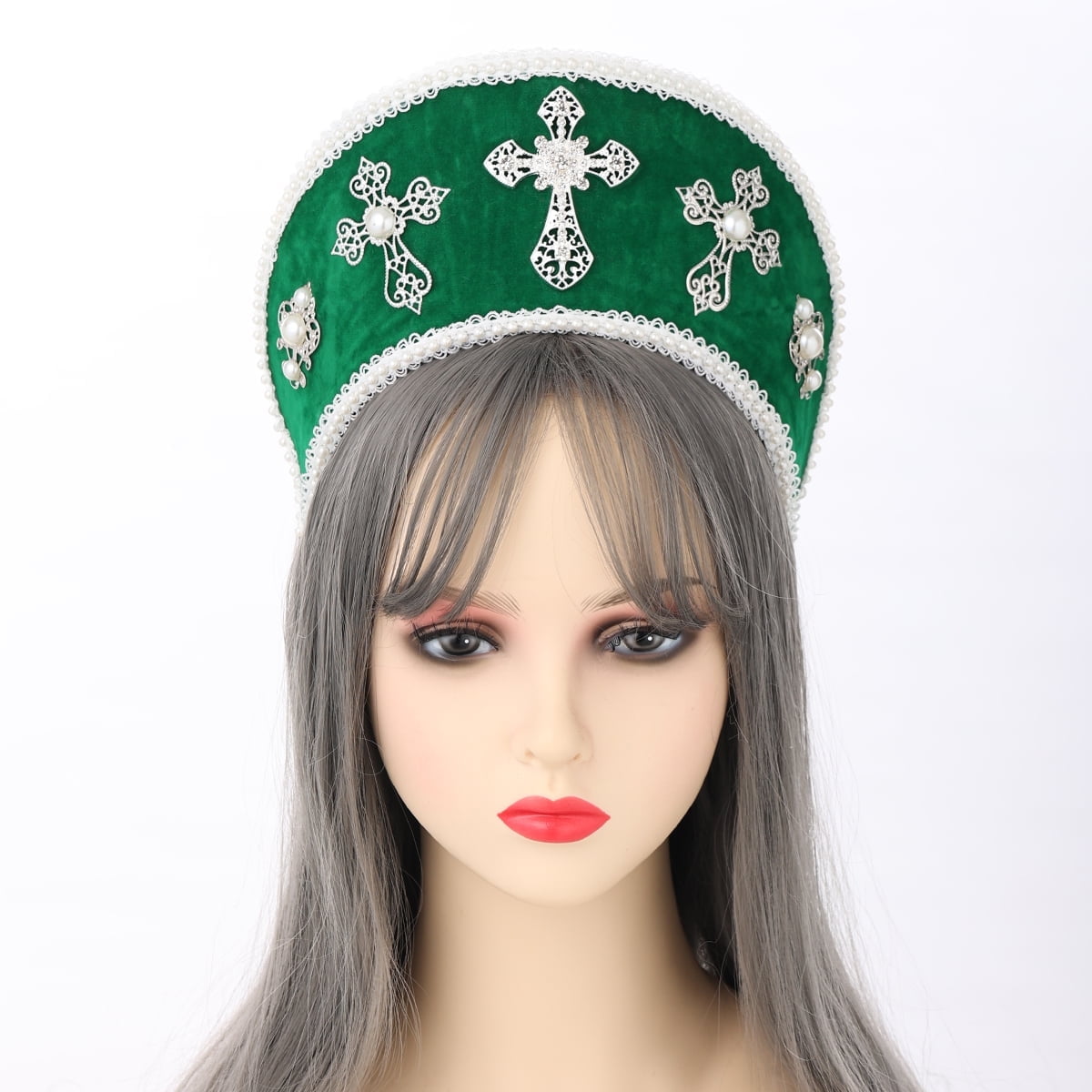 GRACEART Women Cross Tudor Renaissance Headpiece Royal French Hood ...