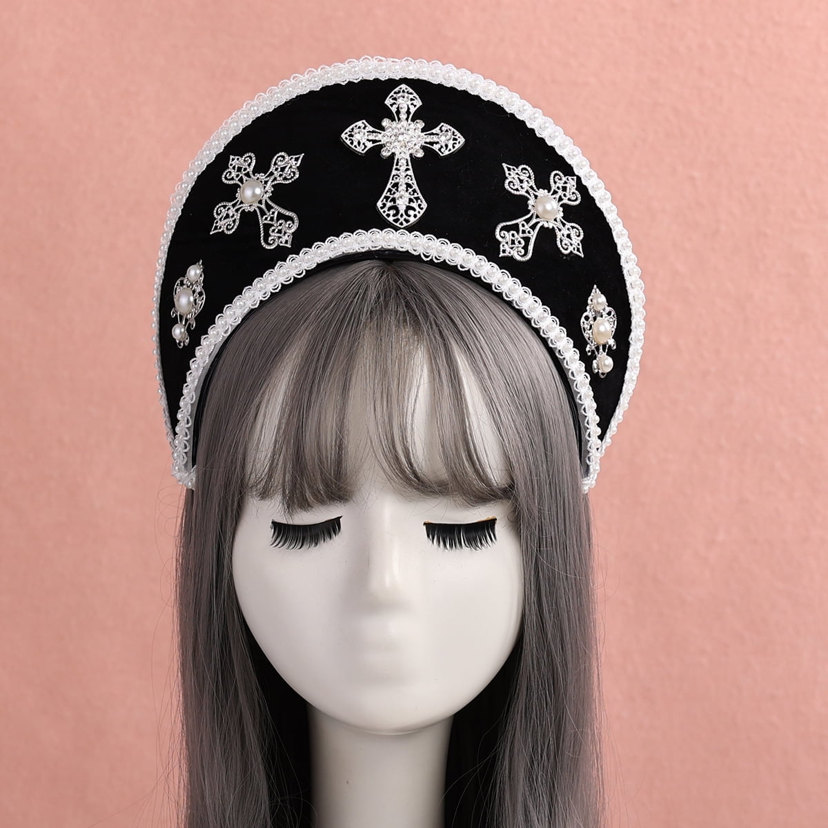 GRACEART Women Cross Tudor Renaissance Headpiece Royal French Hood ...