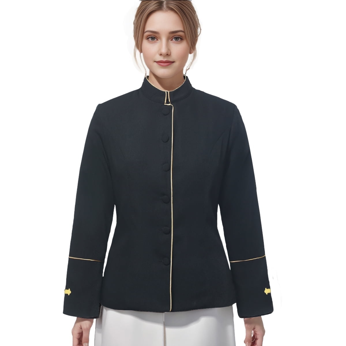 GRACEART Women Long Sleeves Clergy Coat with Stand Up Collar Button ...