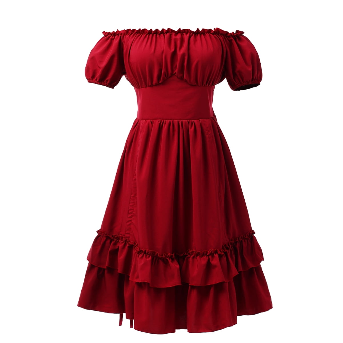 GRACEART Women Victorian High Low Dress Gothic Steampunk Ruffle Slim ...