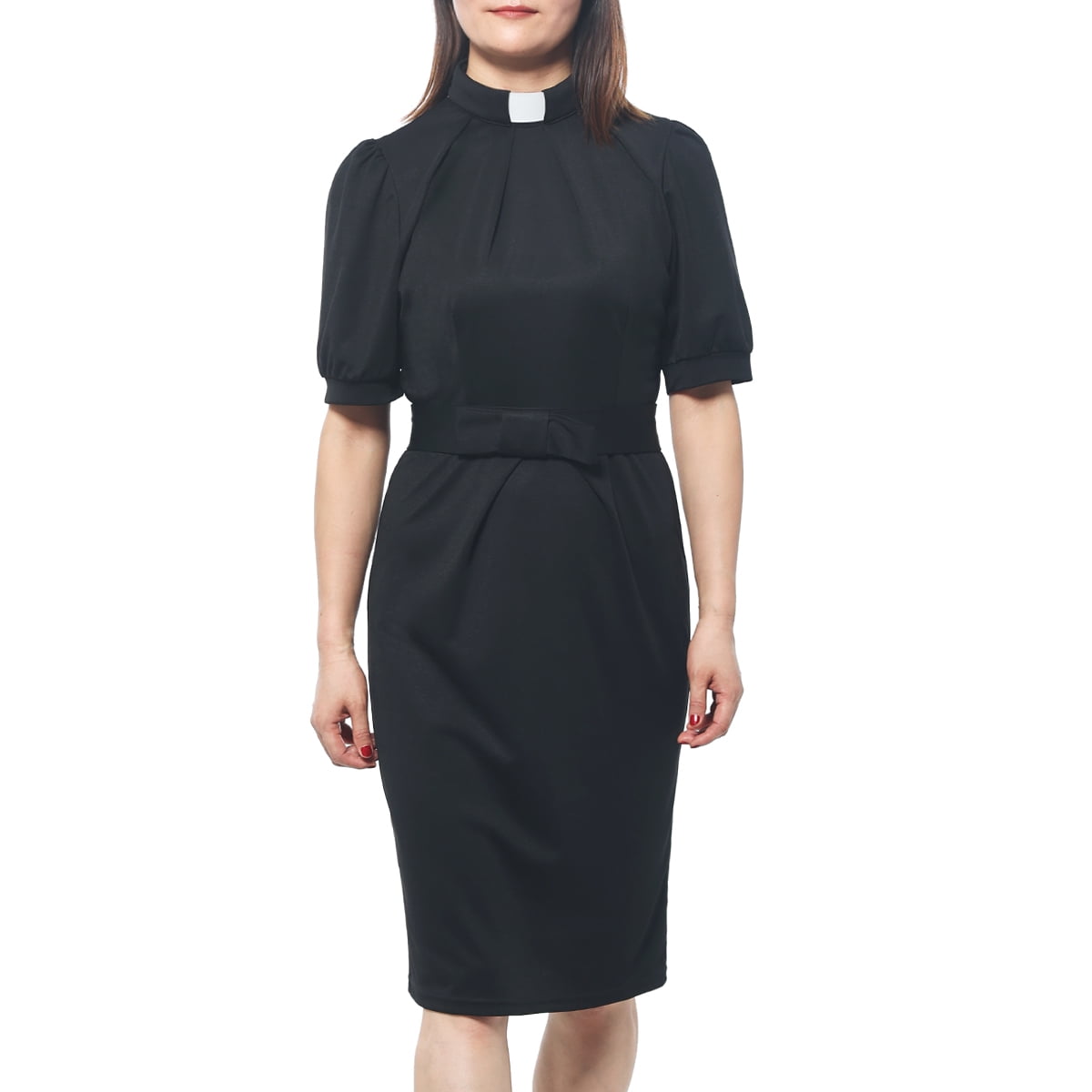 GRACEART Women's Clergy Dress Short Sleeve Pencil Dress Tab Insert ...