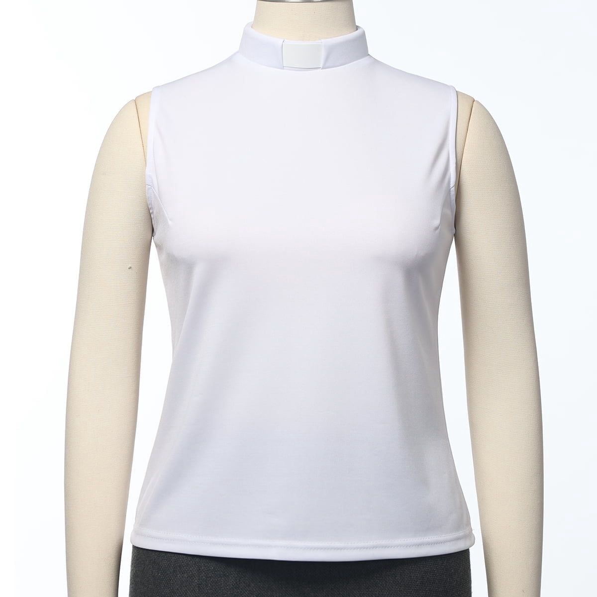 GRACEART Women's Clergy Sleeveless T-Shirt Tab Collar Clergy Minister ...