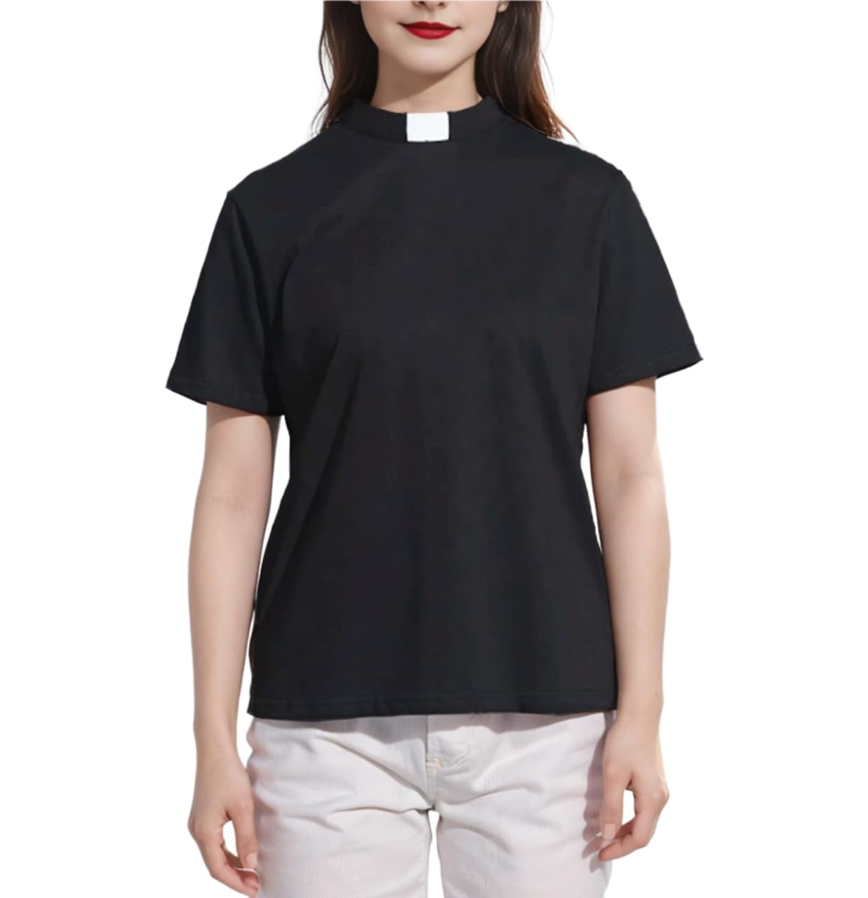 GRACEART Women's Clergy T-Short Sleeves Tab Collar Clergy Priest ...