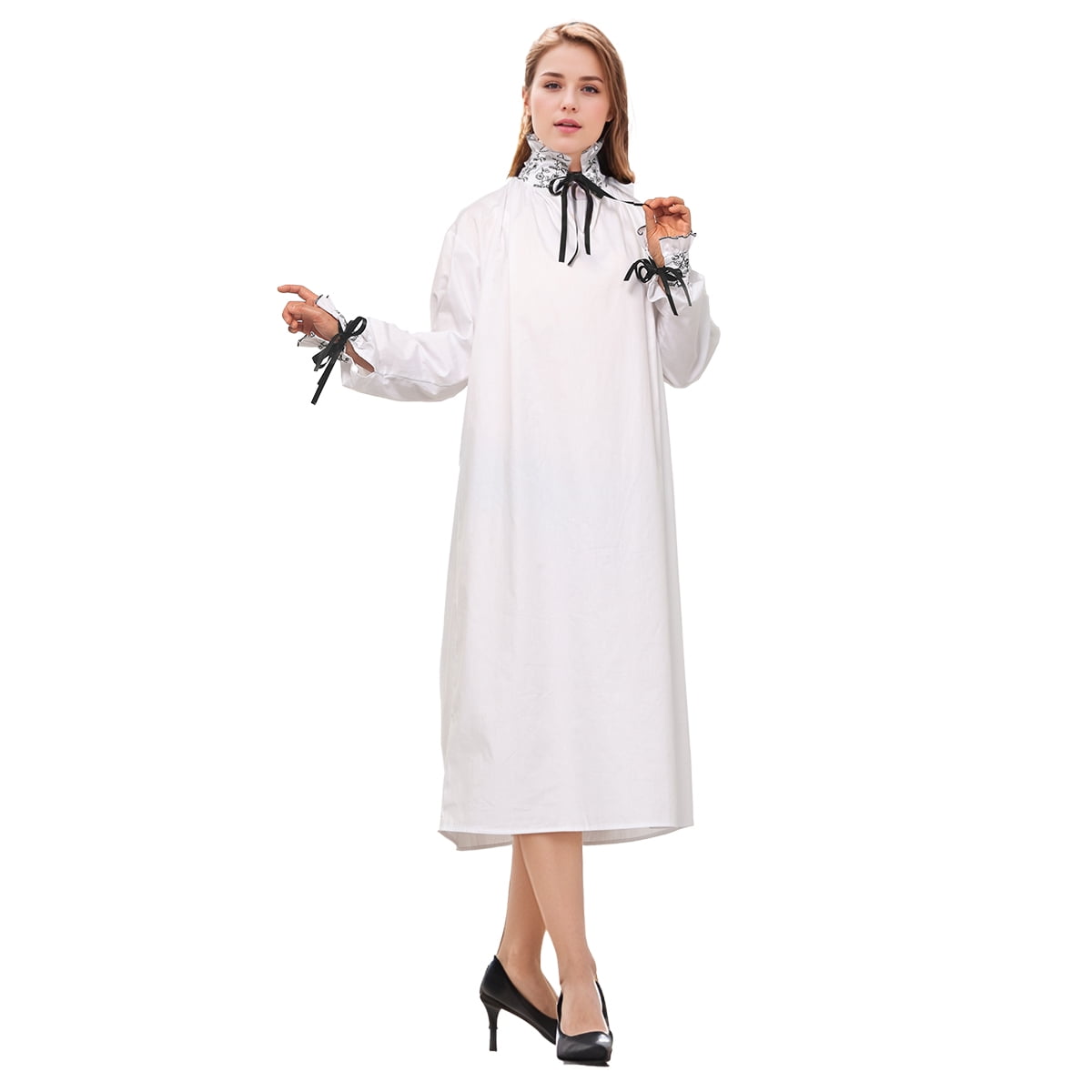 GRACEART Womens Renaissance Medieval Chemise, White Elizabethan Smock ...