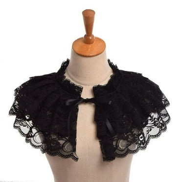 Renaissance Tulle Ruffled Fake Collar Layered Black White Mesh Clown ...
